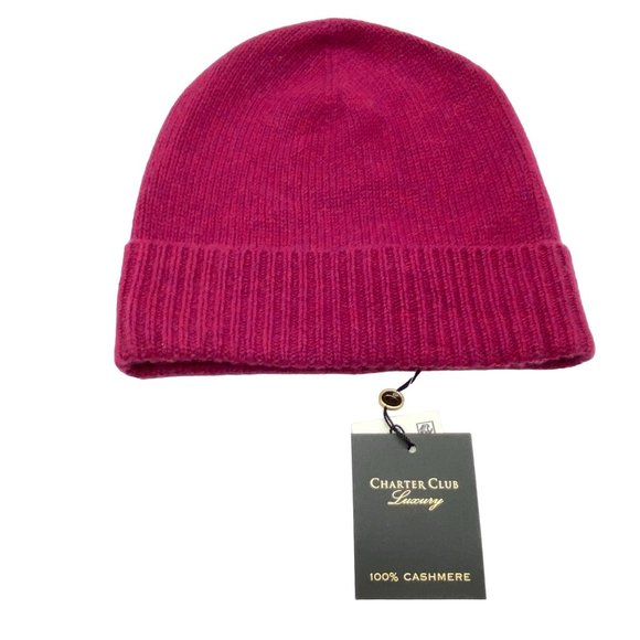 Charter Club | Accessories | Charter Club Cashmere Beanie Hat Burgundy ...